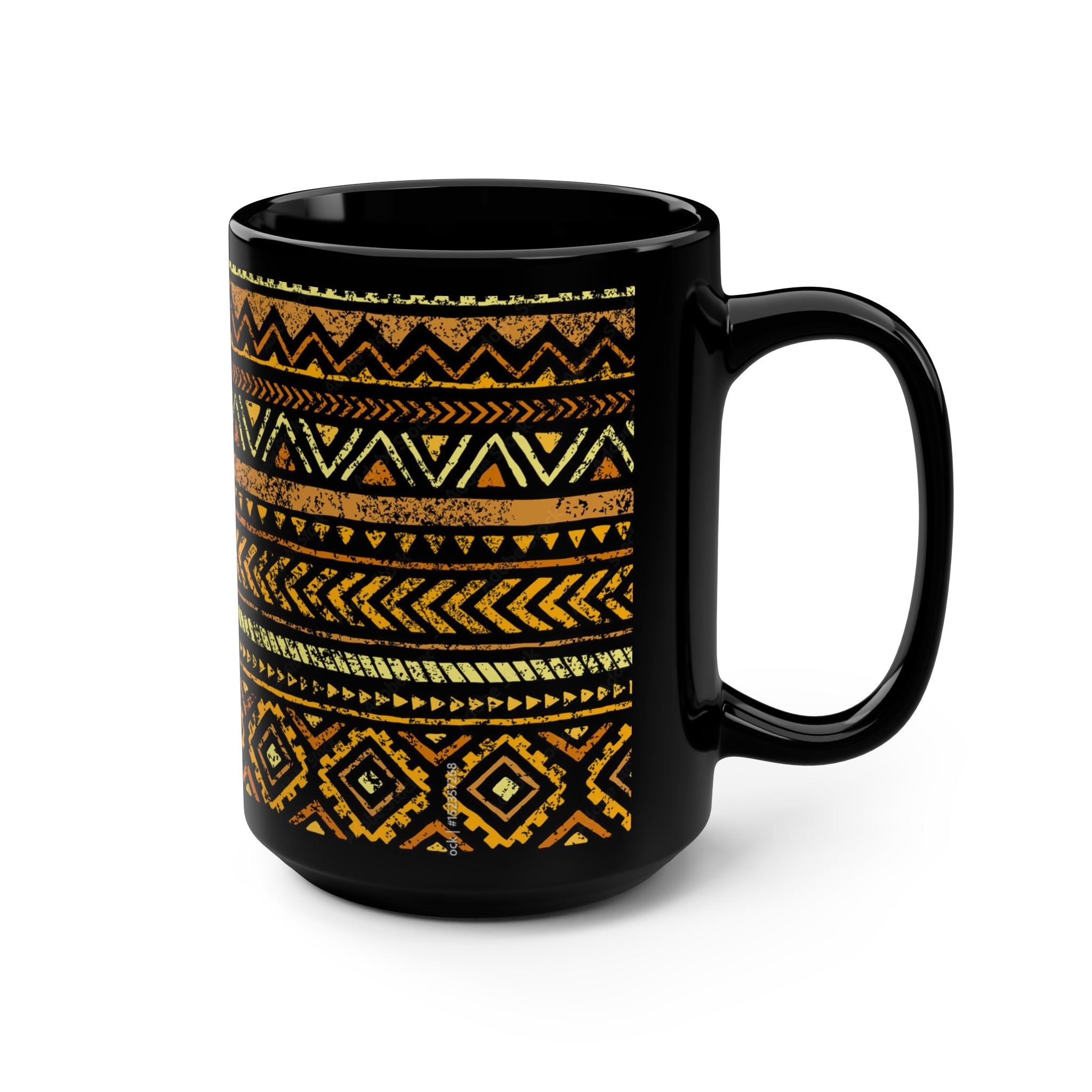 Black Mug, 15oz Bogolan Print, African Design, Perfect Gifts, Different ...