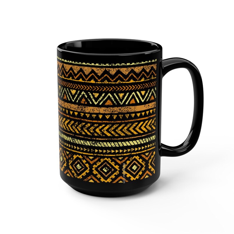 Black Mug, 15oz Bogolan Print, African Design, Perfect Gifts, Different ...