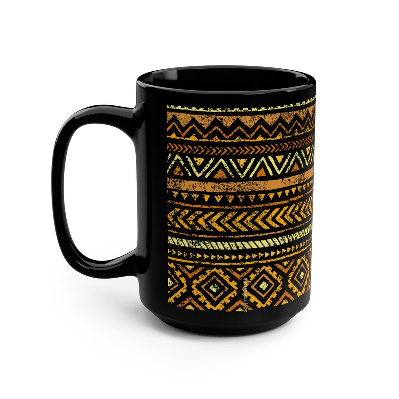 Black Mug, 15oz Bogolan Print, African Design, Perfect Gifts, Different ...