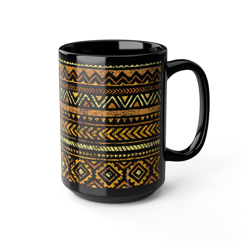 Black Mug, 15oz Bogolan Print, African Design, Perfect Gifts, Different ...