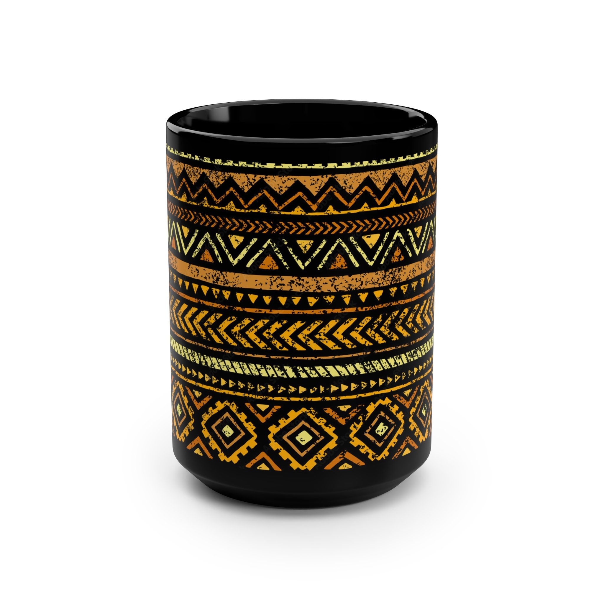Black Mug, 15oz Bogolan Print, African Design, Perfect Gifts, Different ...