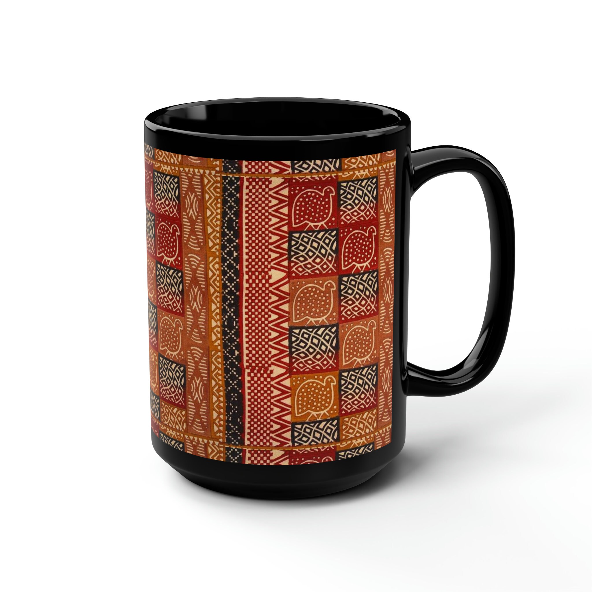 Black Mug, 15oz Bogolan Print, African Design, Perfect Gifts, Different ...