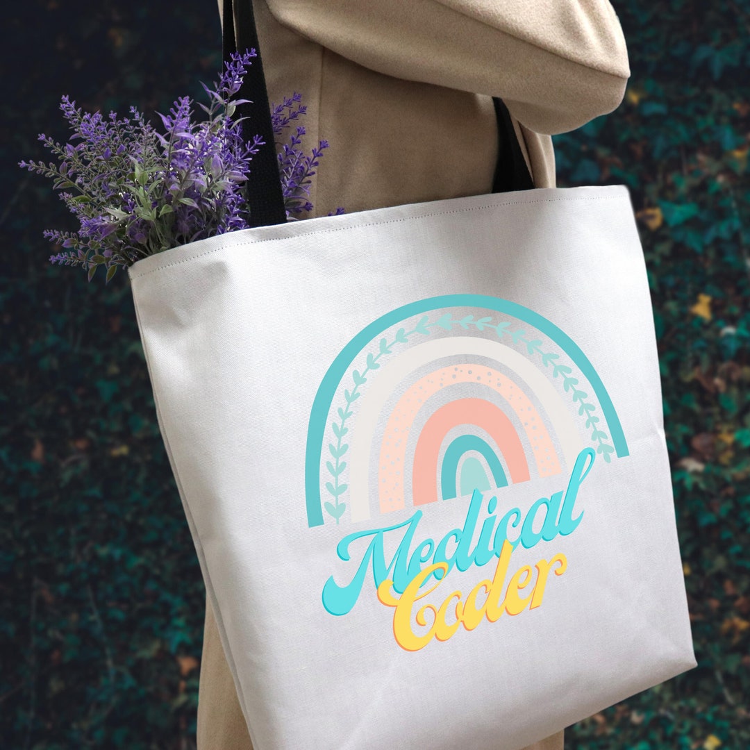 Medical Coder Tote Bag, Retro Themed Bag, Bright Graphic Healthcare Tote, Gift for Healthcare ...