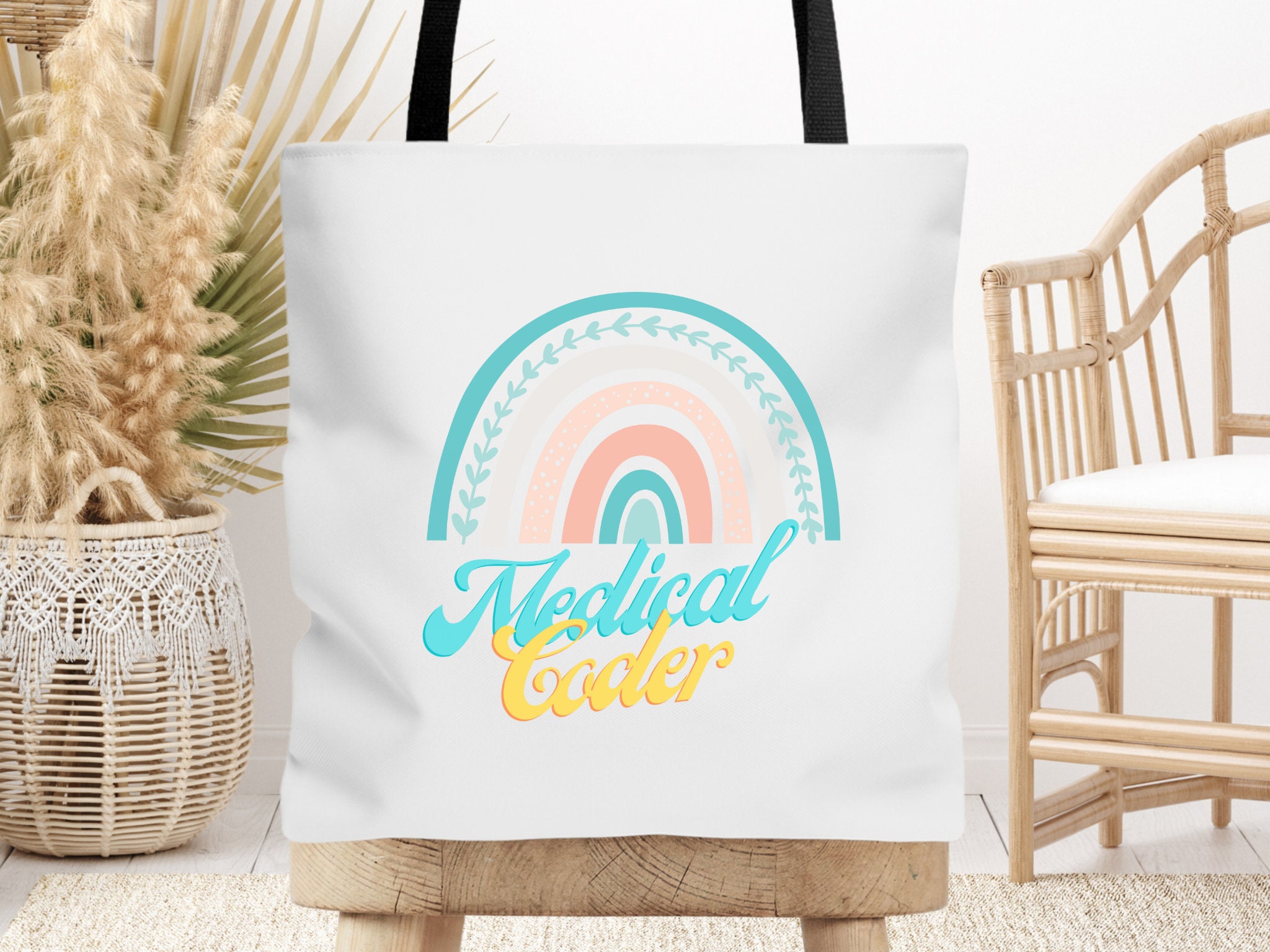 Medical Coder Tote Bag, Retro Themed Bag, Bright Graphic Healthcare ...