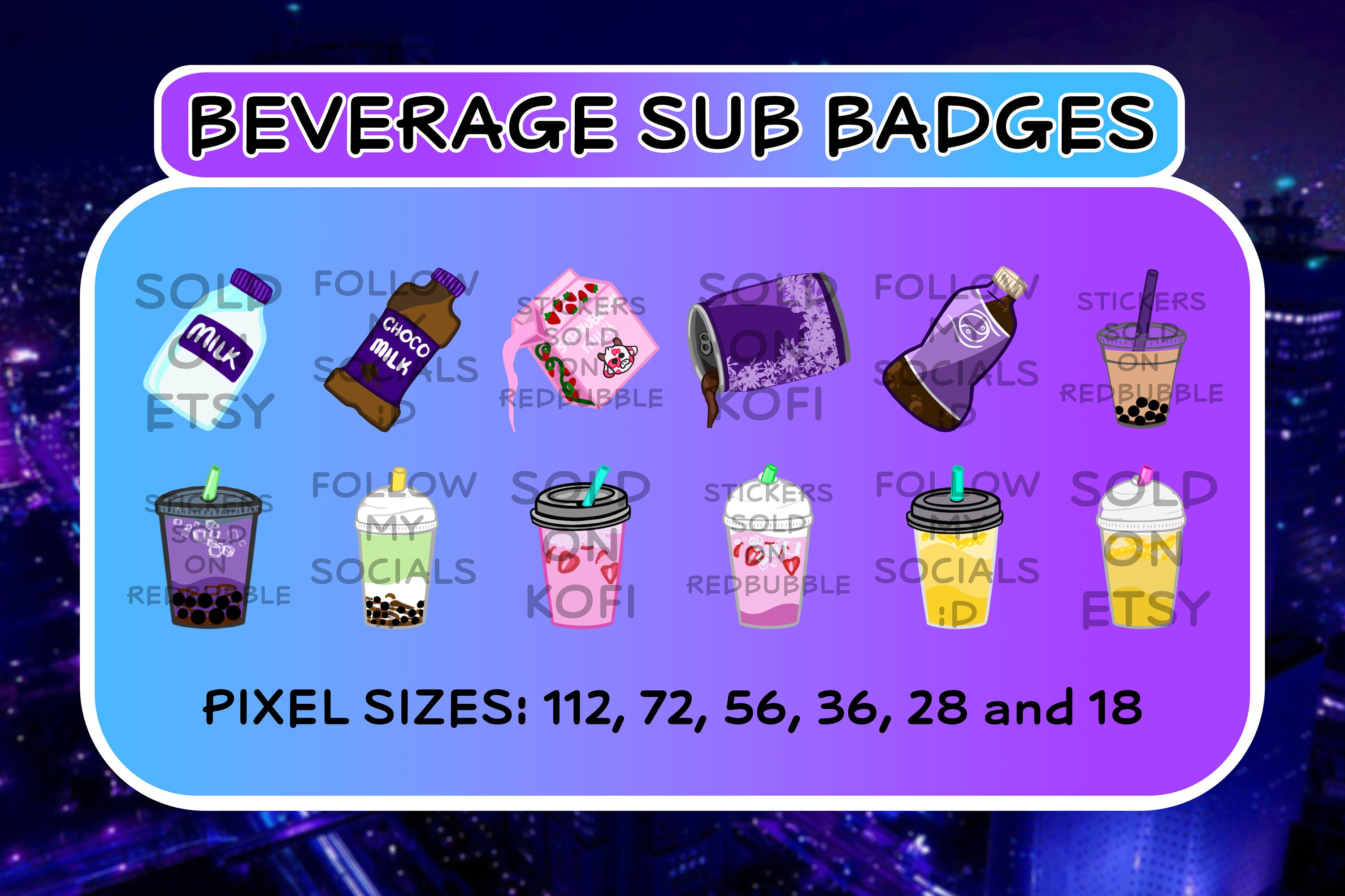 Beverage Sub Badges for Twitch Affiliates and Partners (full Set of ...