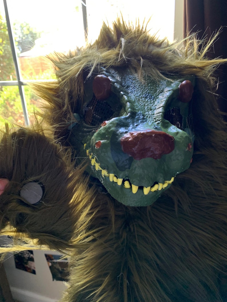 Green + Brown Gremlin Dino Mask || Fully Furred + Comes With Digital ...