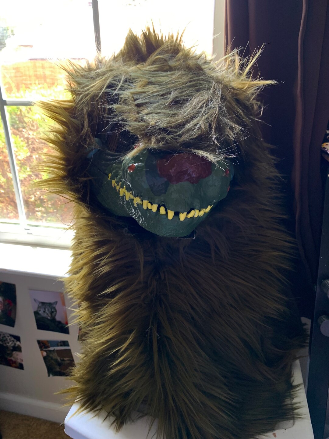 Green Brown Gremlin Dino Mask Fully Furred Comes With Digital Badge and ...