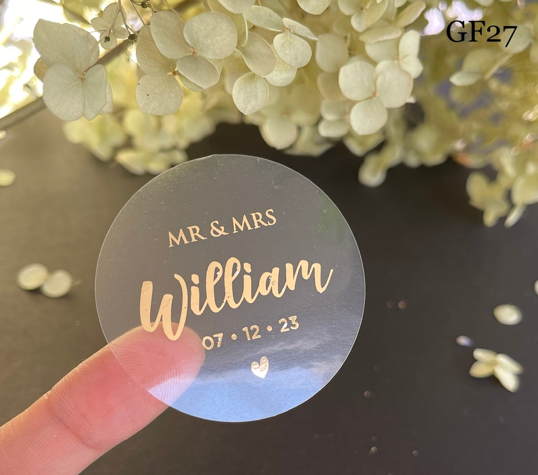 Engagement Sticker Foil , Monogram Stickers, Minimalist Foil Wedding ...