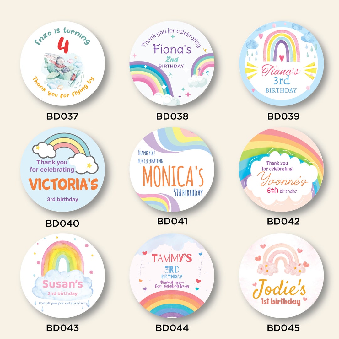 Custom Birthday Stickers, Gift Sticker, Boy Birthday Stickers, Favor ...