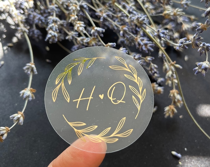 Custom Foiled Wedding Stickers, Minimalist Foil Wedding Stickers ...
