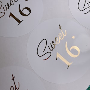 Birthday Party Foiled Stickers, Personalized Foiled Birthday Stickers ...