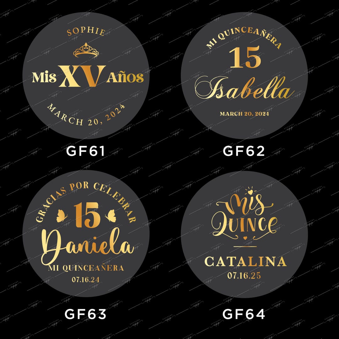 Mis Quince Años Gold Foiled Stickers, Quinceañera Foiled Stickers ...