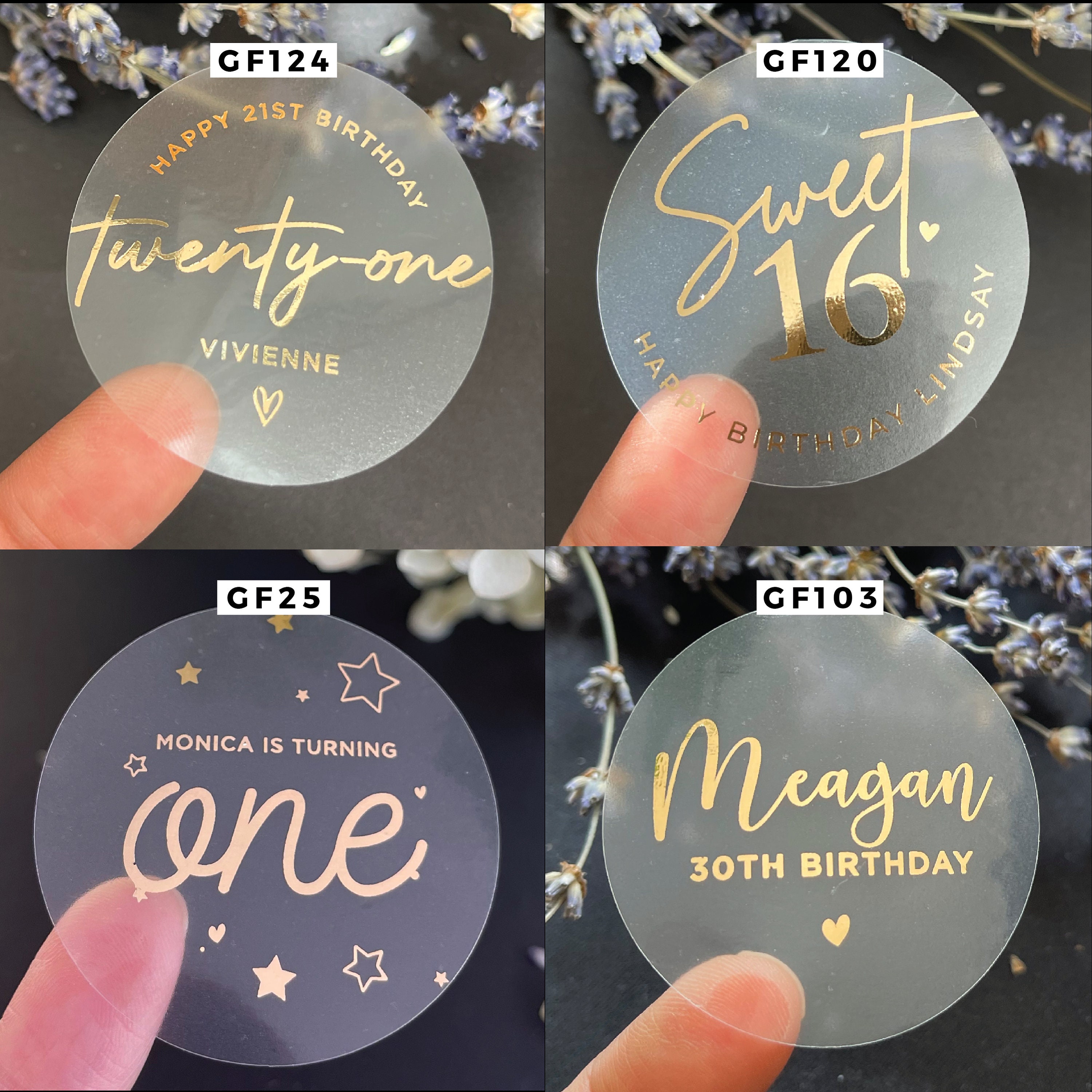 Personalized Foiled Birthday Stickers, Birthday Party Foiled Stickers ...