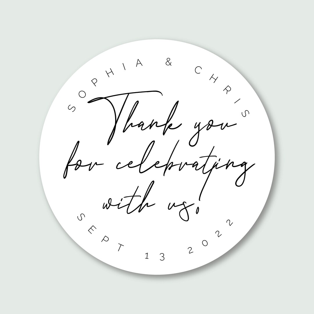 Custom Thank You Stickers, Minimalist Sticker, Wedding Stickers, Favor ...