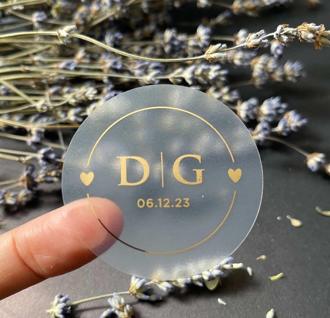 Minimalist Wedding Sticker, Monogram Stickers, Minimalist Foil Wedding ...