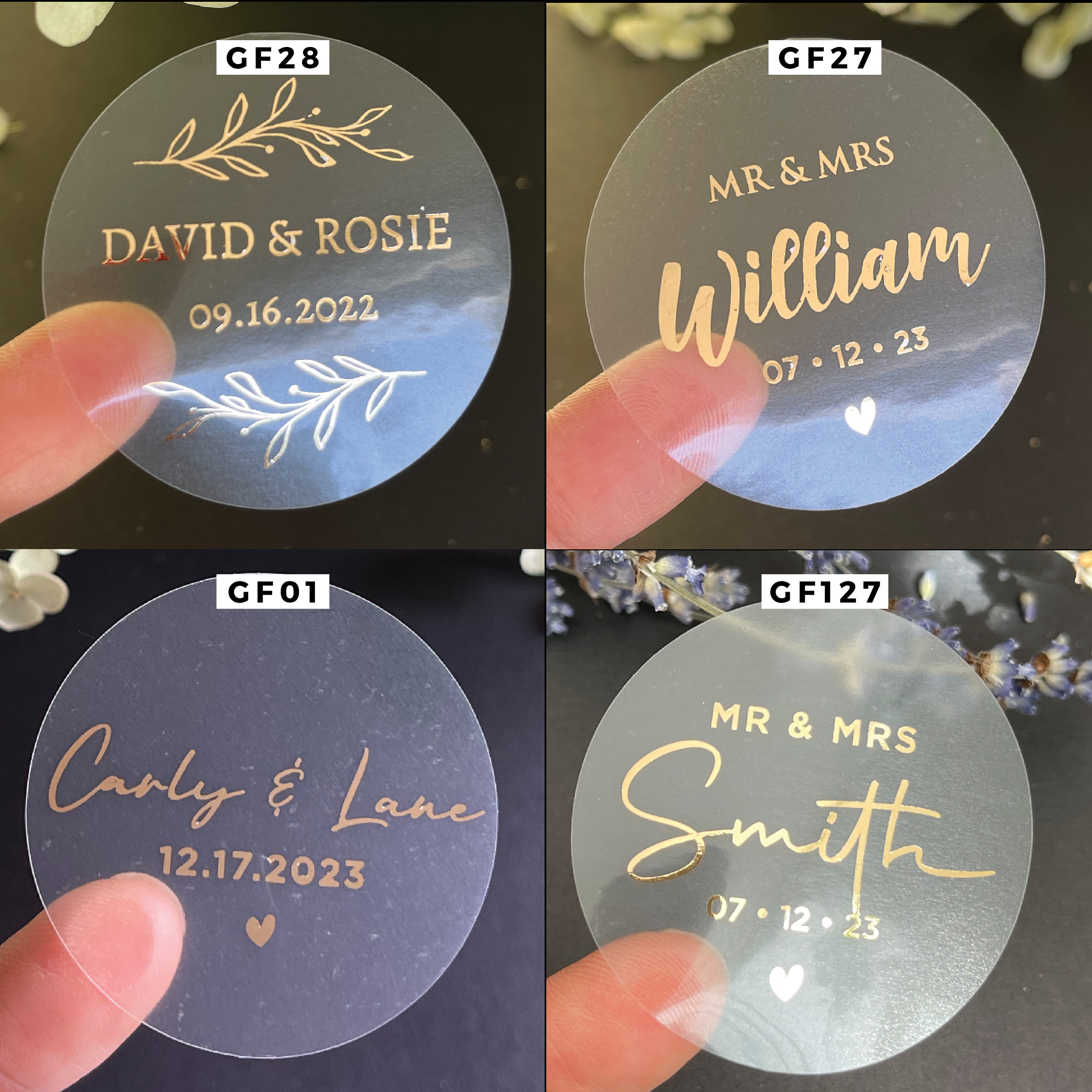 Minimalist Foil Wedding Stickers Personalized Envelope Seals - Etsy