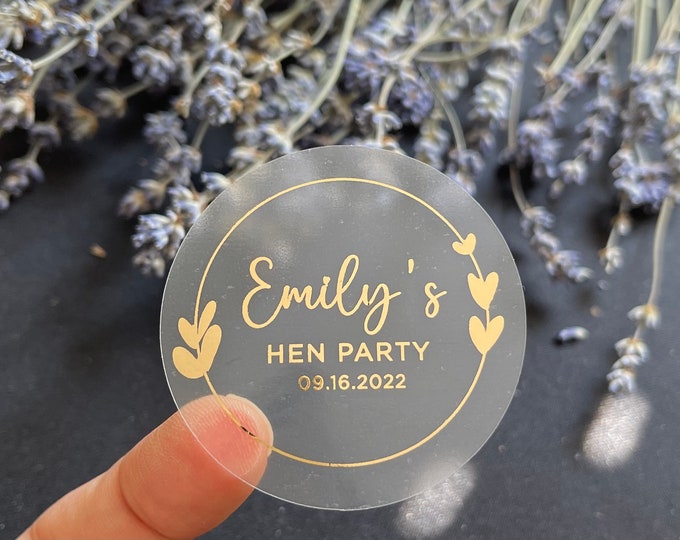 Hen Party Stickers, Hen Party Favour Tags, Personalized Foiled Wedding ...