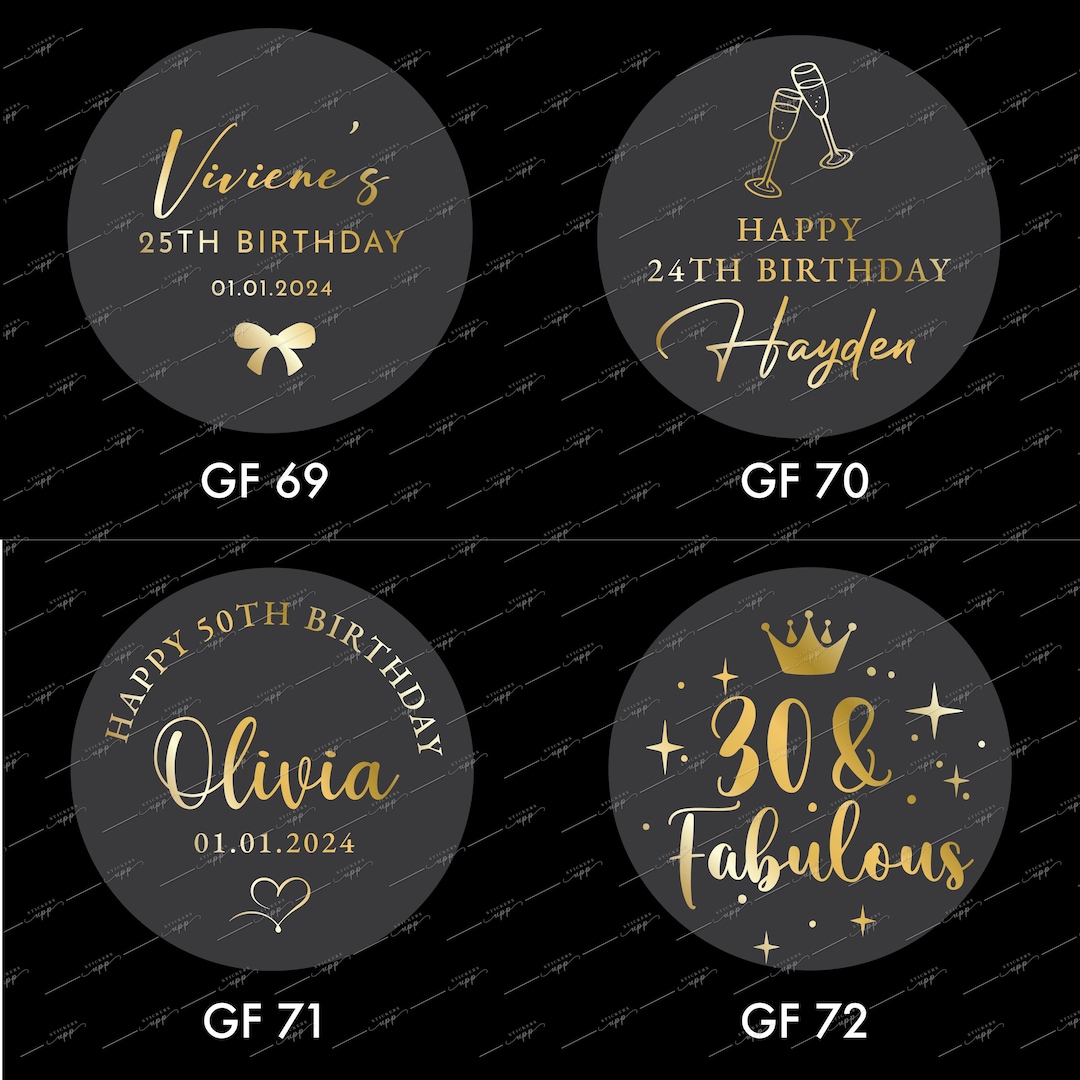 Personalized Birthday Sticker, Custom Name Gold Foil Birthday, Party ...