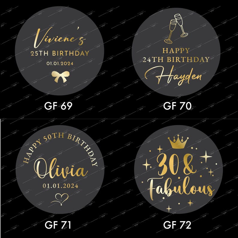 Personalized Birthday Sticker, Custom Name Gold Foil Birthday, Party ...