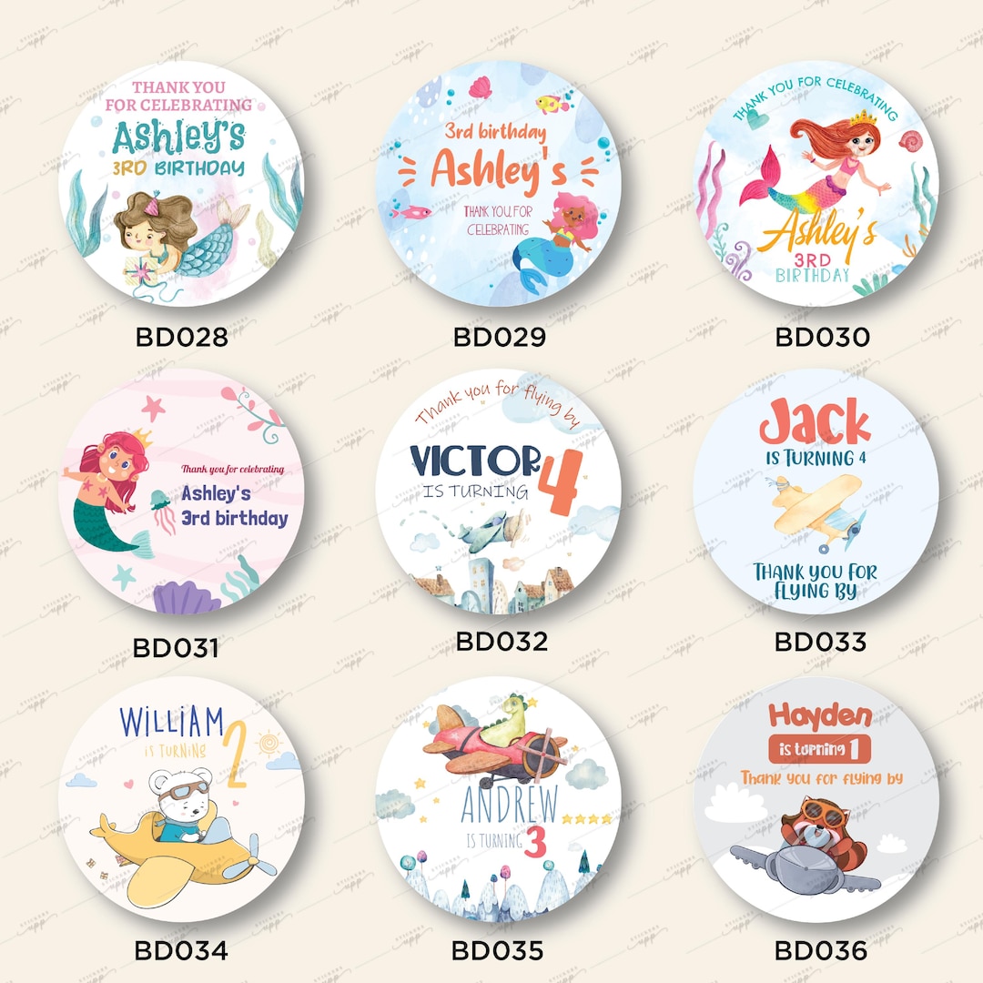 Custom Birthday Stickers, Gift Sticker, Boy Birthday Stickers, Favor ...