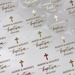Personalized Baptism Sticker, Foiled Baby Stickers for Decoration and ...