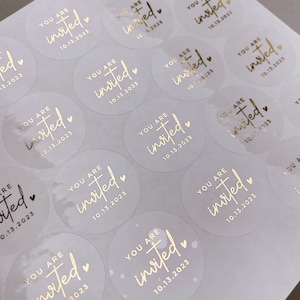 Invitation Seal Sticker, Invited Wedding Stickers, Minimalist Foil ...