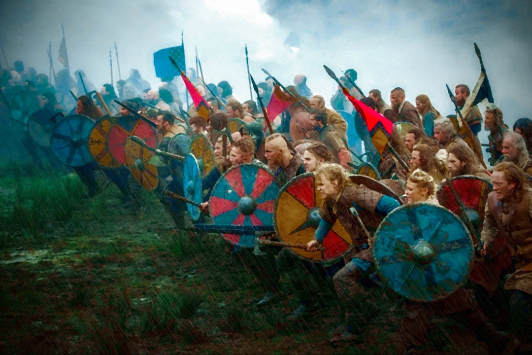 Mancave Canvas Vikings Battle Art Canvas Bjorn Ironside Wallart Modern ...