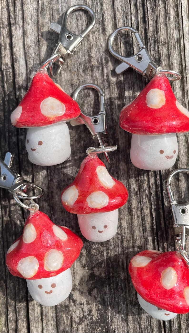 Metallic Mushroom Keychain|handmade Clay Keychain Charm - Etsy