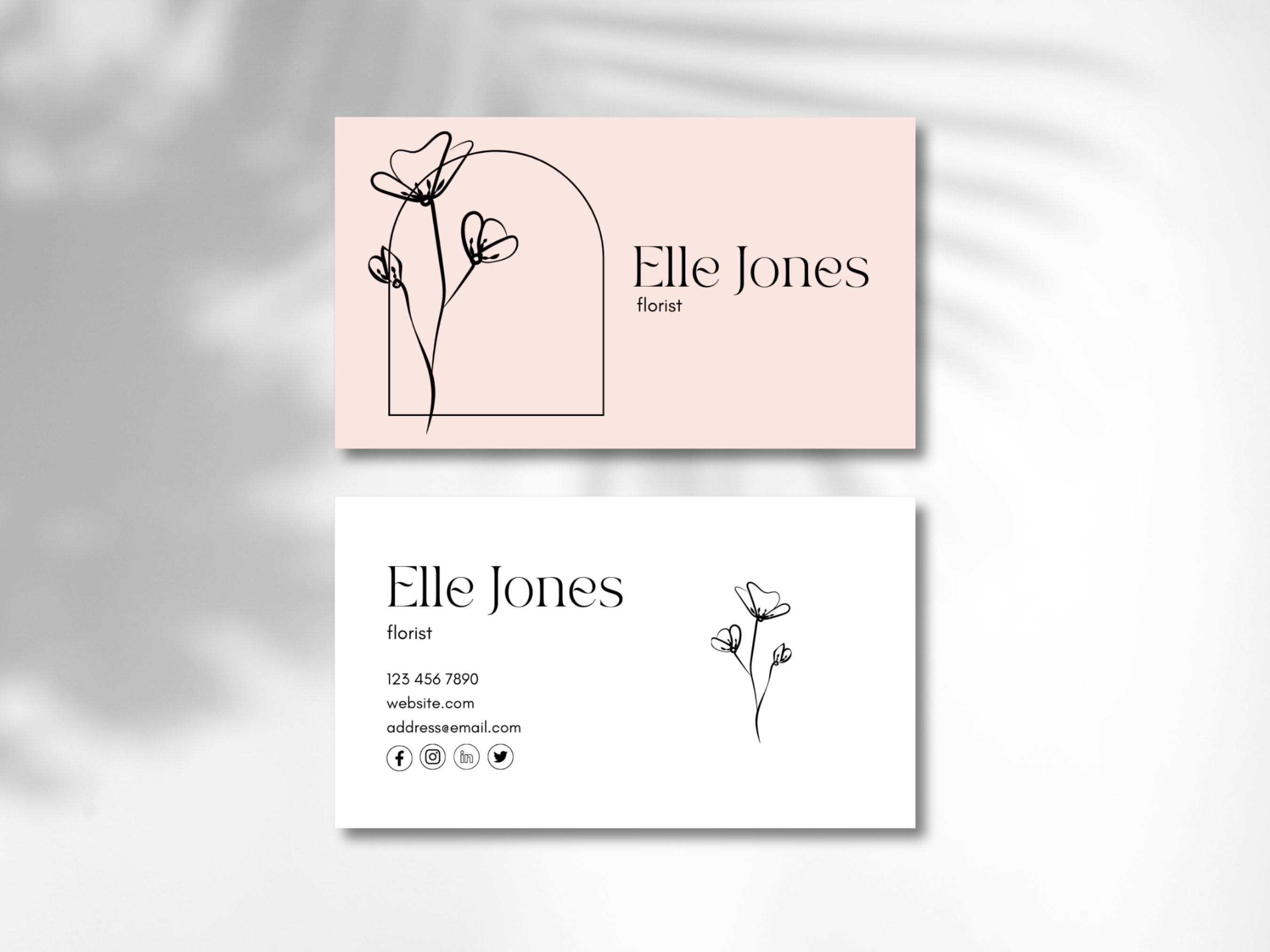 Minimalistic Floral Business Card | Aesthetic Business Card Template ...