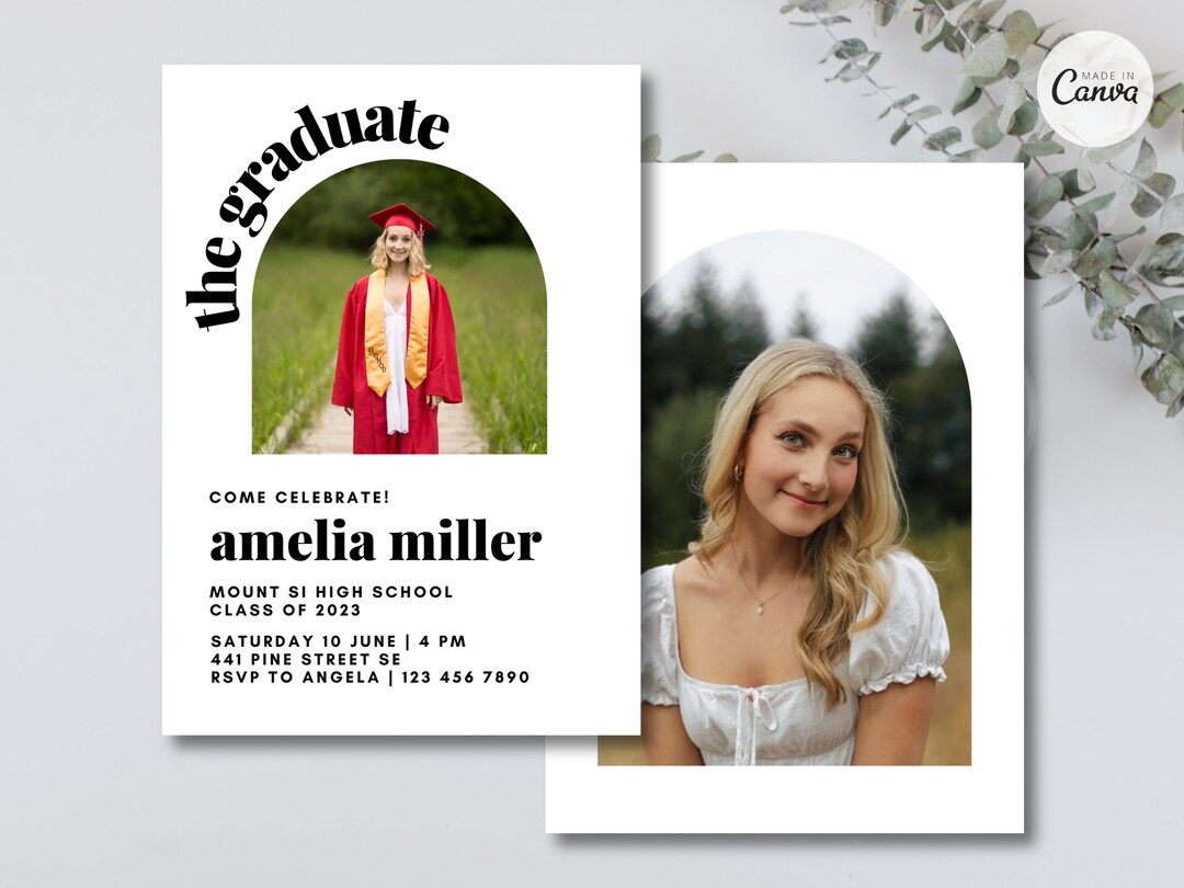 Minimal, Fun Grad Party Invitation, Customizable Graduation Party ...