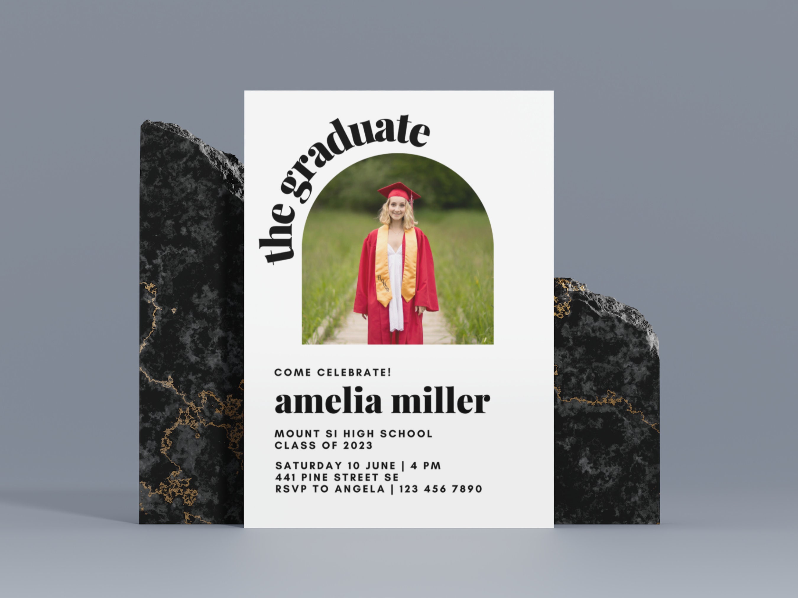 Minimal, Fun Grad Party Invitation, Customizable Graduation Party ...