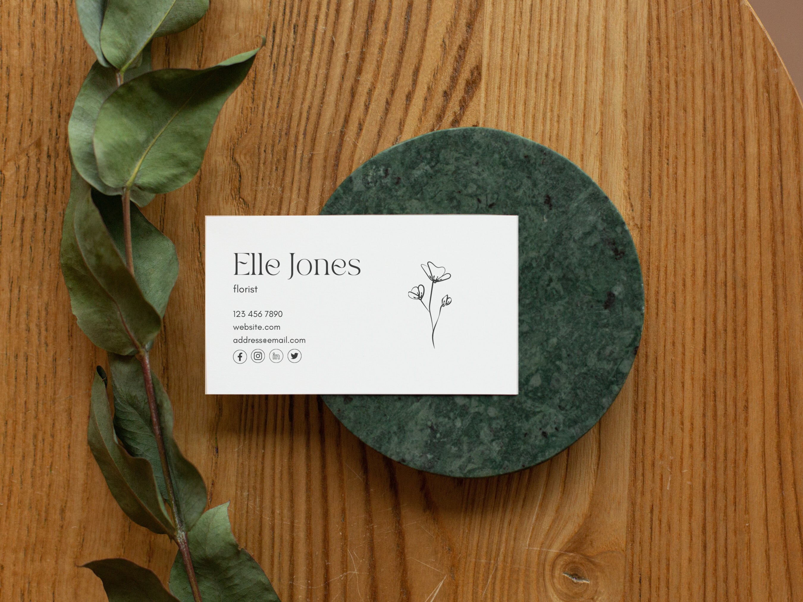 Minimalistic Floral Business Card | Aesthetic Business Card Template ...