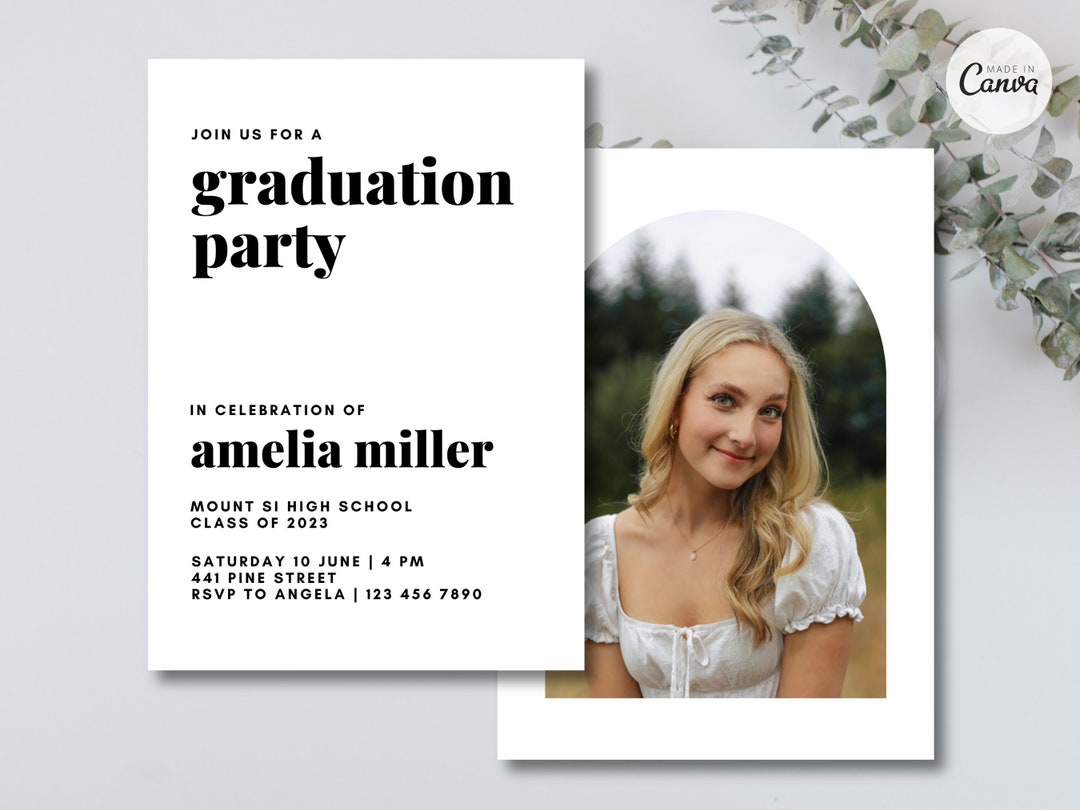 Minimal Grad Party Invitation, Customizable Graduation Party Invitation ...