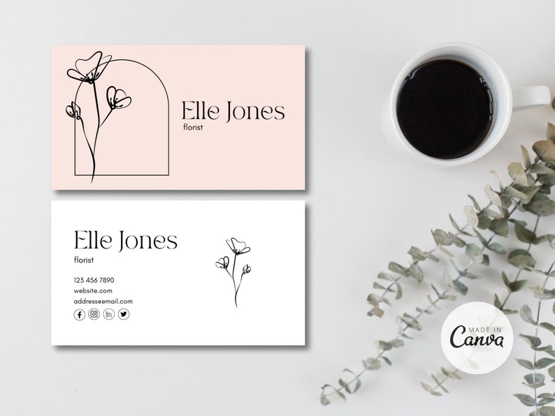 Minimalistic Floral Business Card | Aesthetic Business Card Template ...