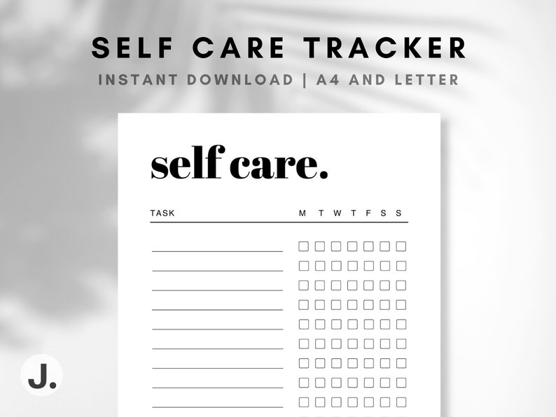 Minimalist Self Care Tracker | Printable Instant Download | Self Care ...
