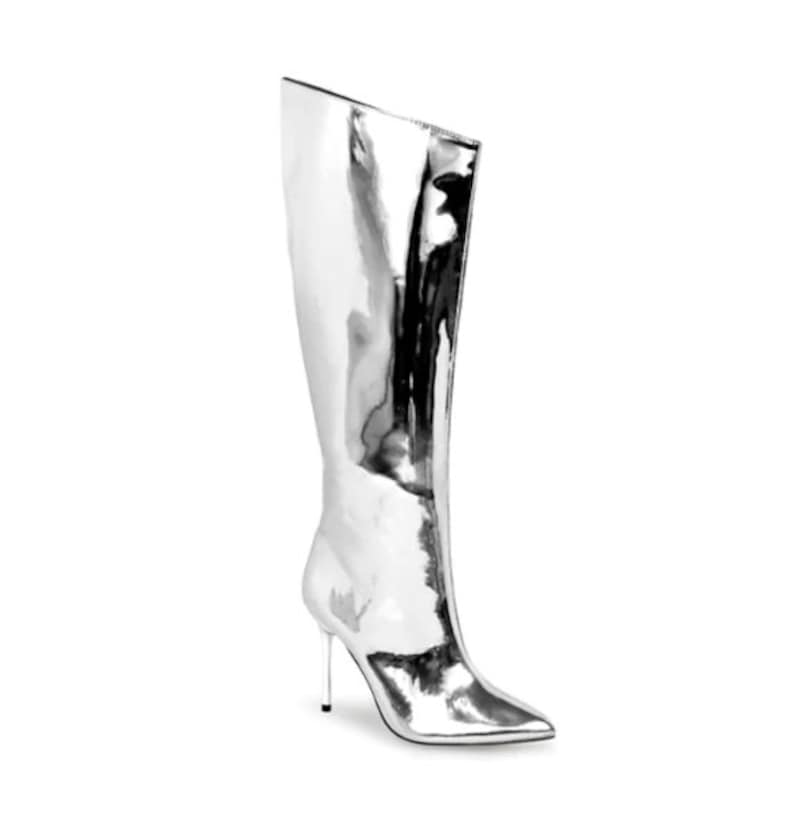 Silver Knee High Metallic Boots - Etsy
