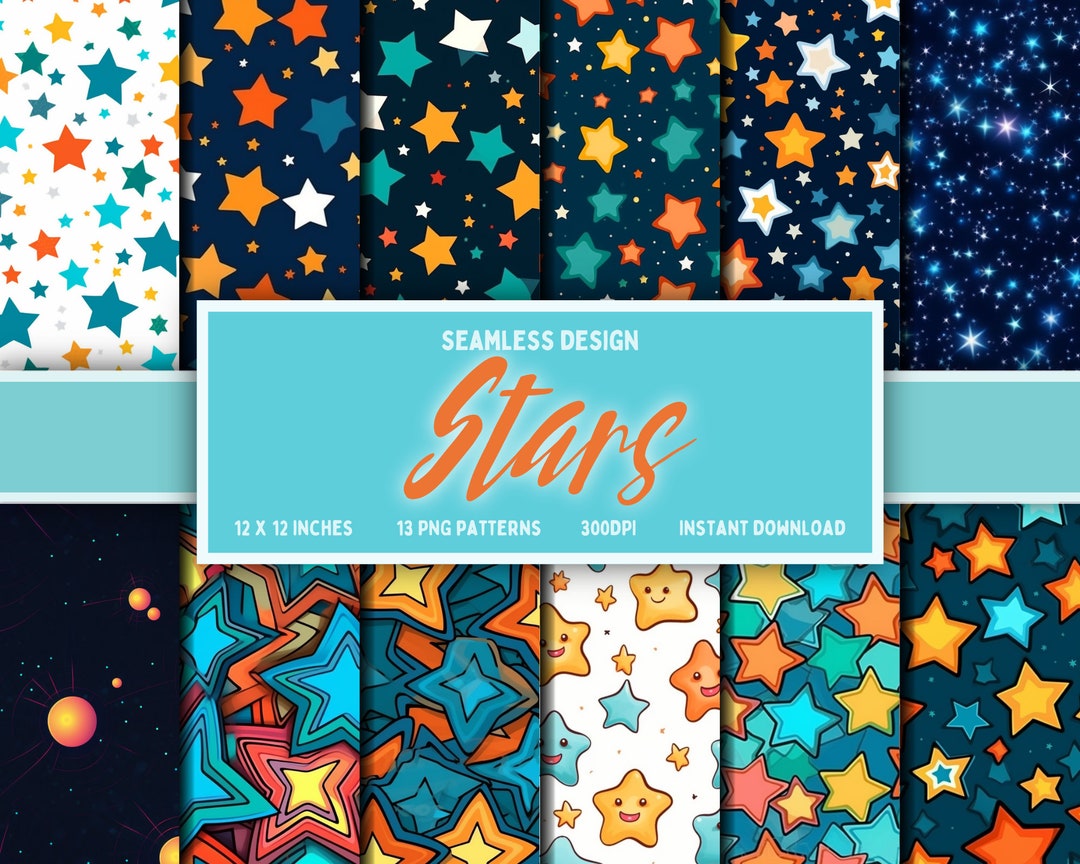 DIGITAL PAPER Stars Seamless Stars Designs Thirteen - Etsy