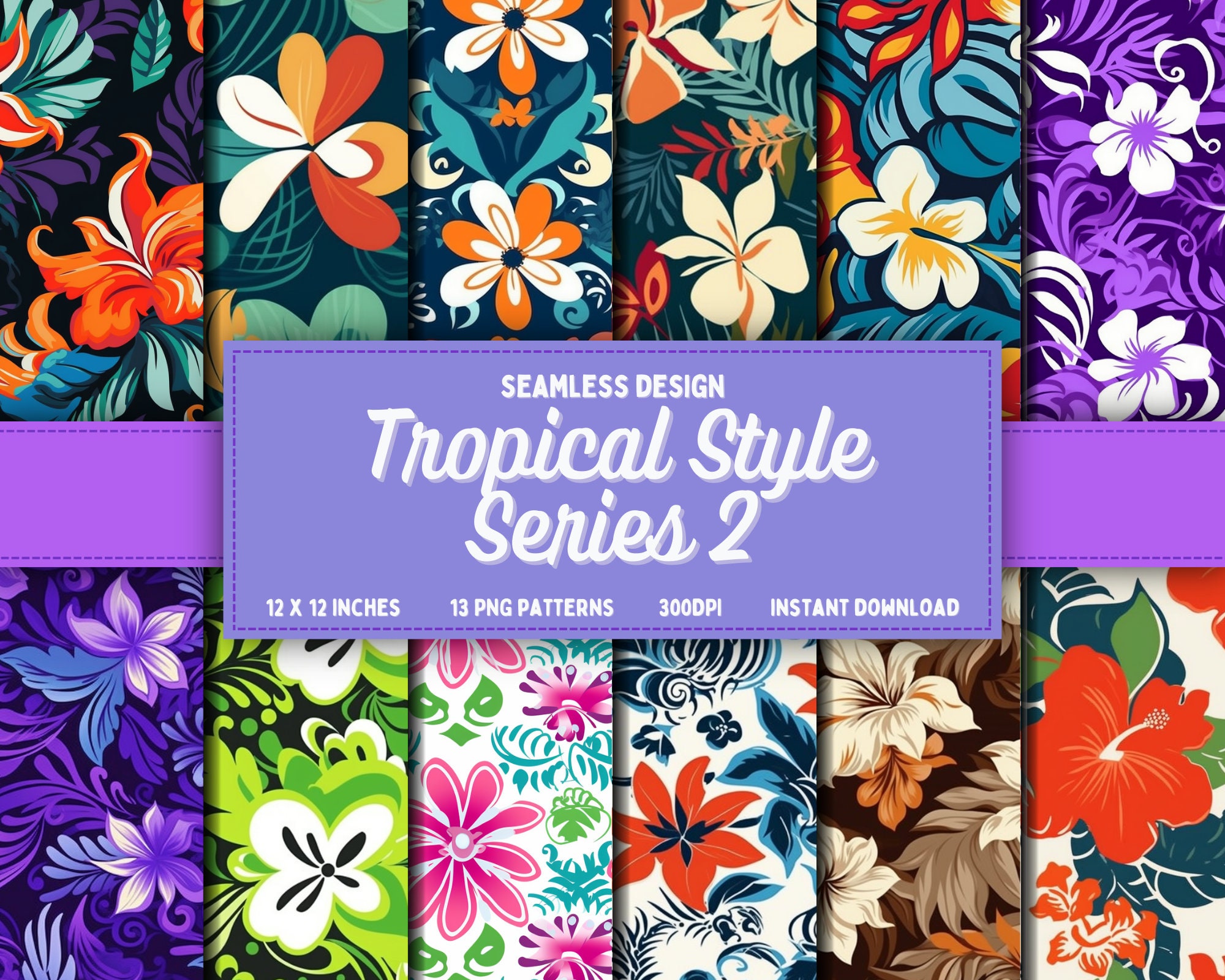 DIGITAL PAPER Tropical Style Series 2 Seamless Tropical - Etsy