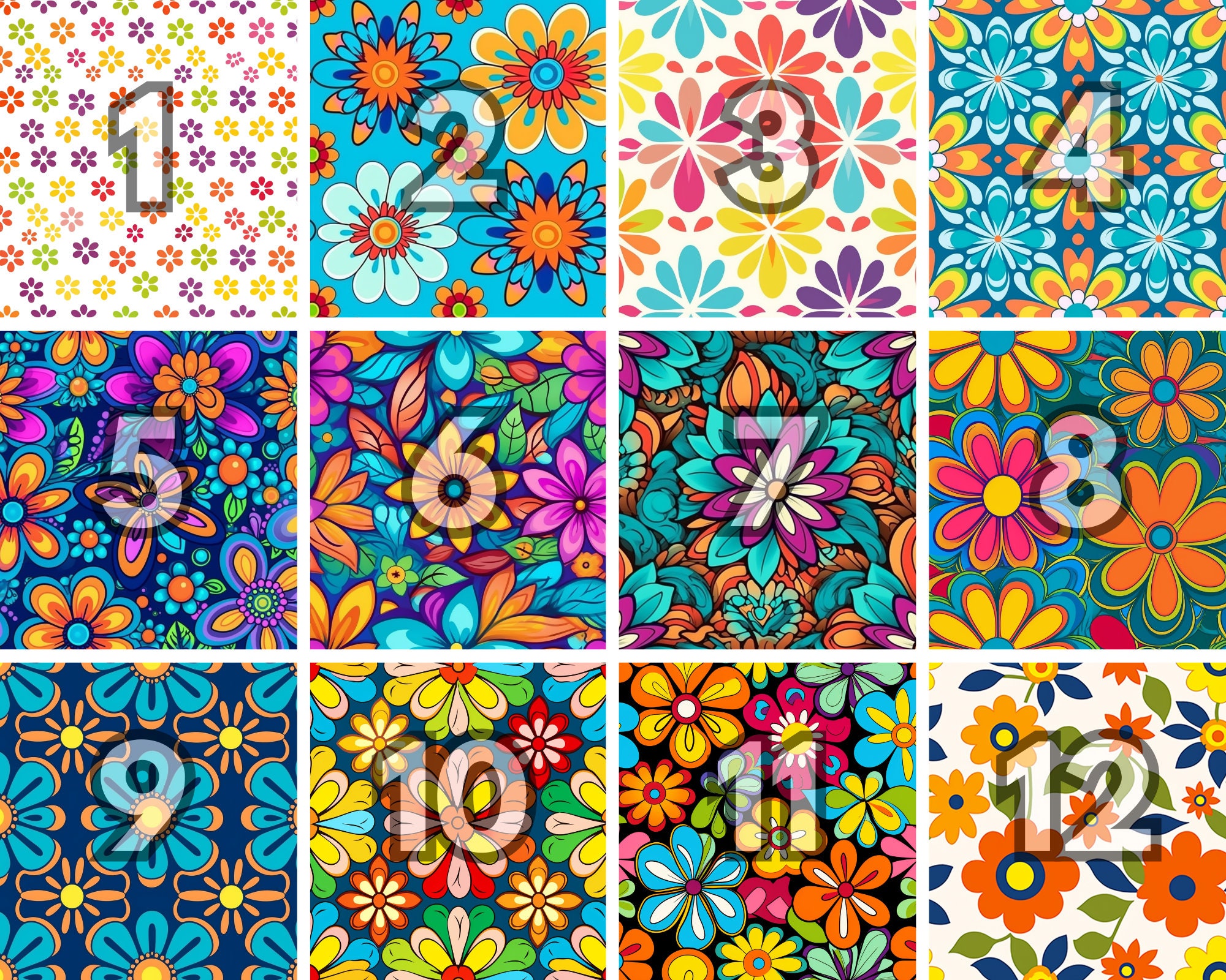 DIGITAL PAPER Flower Power Seamless Flower Power Designs Thirteen ...