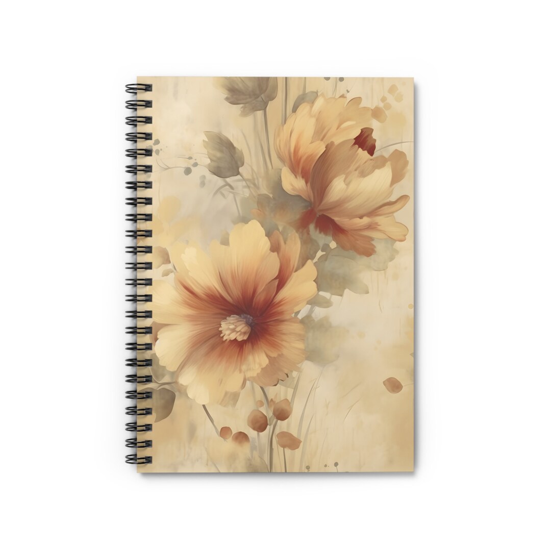 Floral Spiral Journal, Floral Spiral Notebook, Vintage Floral Design ...