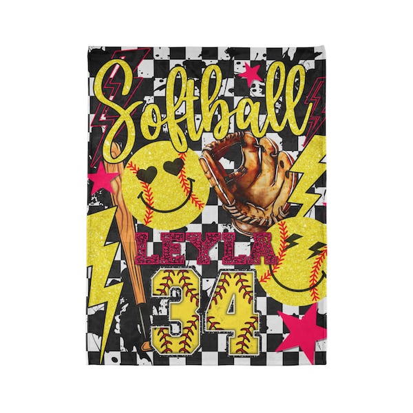 Softball Blanket Personalized - Etsy