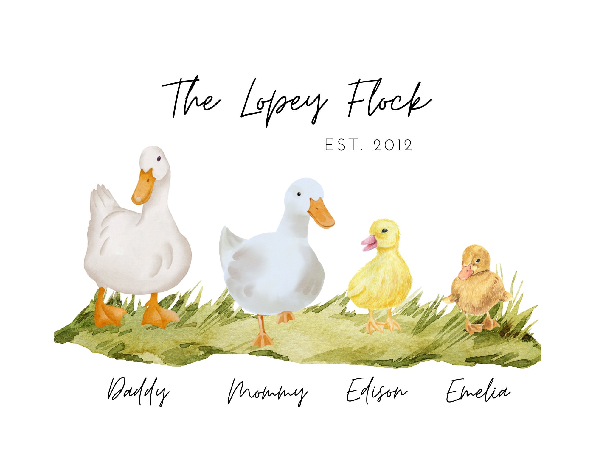 Personalized Duck Family Print, Duck Family, Family Flock, Personalized ...