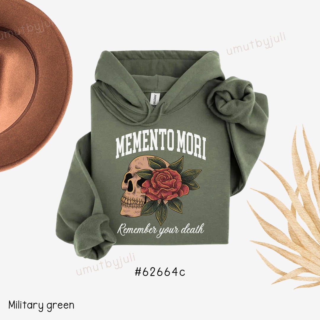 Memento Mori Catholic Hoodie for Women Floral Long Sleeve Hooded ...