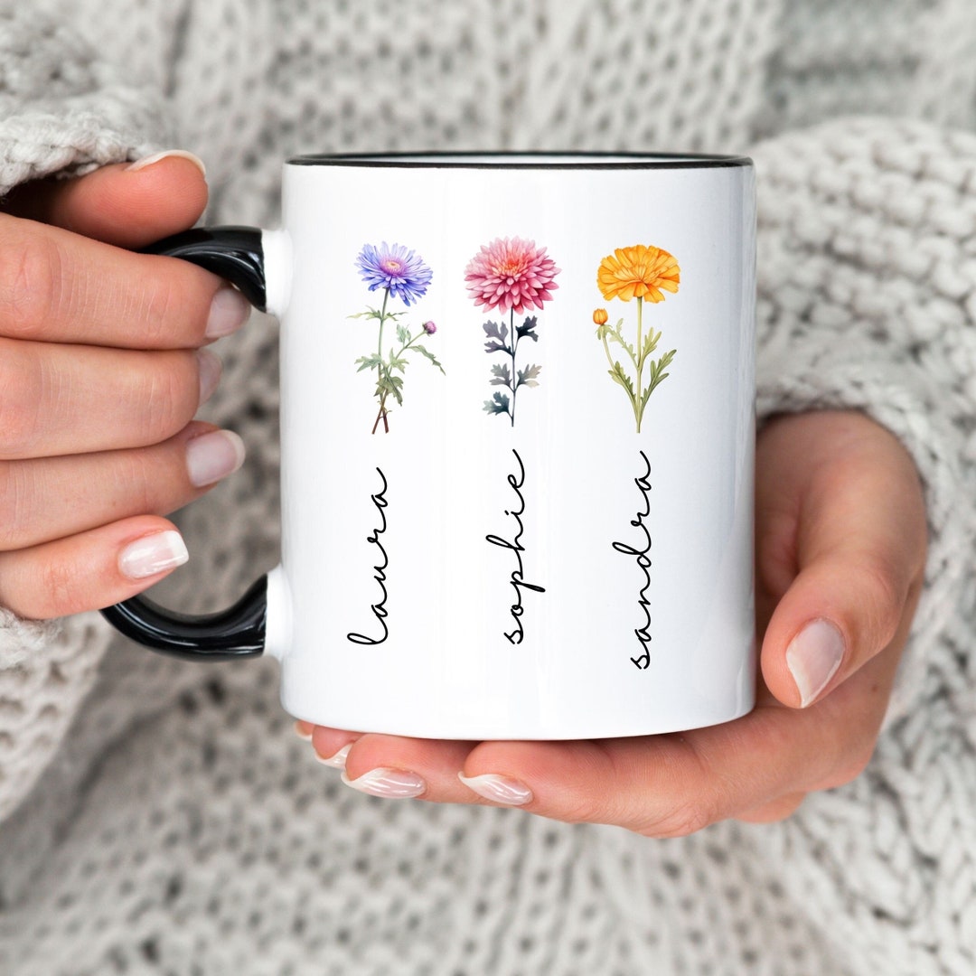 Personalized Birth Month Birth Flower Mug Plant Mom Mug Custom Flower ...