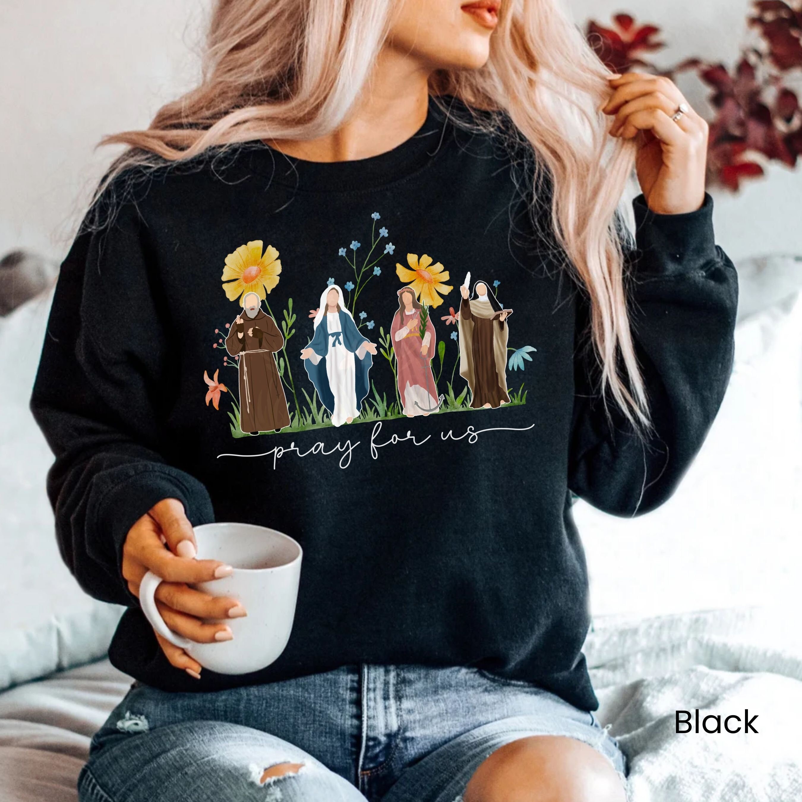 Catholic Saints Sweatshirt for Women Catholic Gifts Catholic Sweatshirt ...