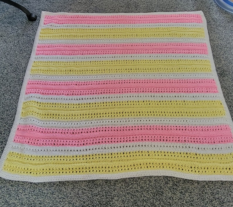 Pink & Yellow Crocheted Blanket - Etsy