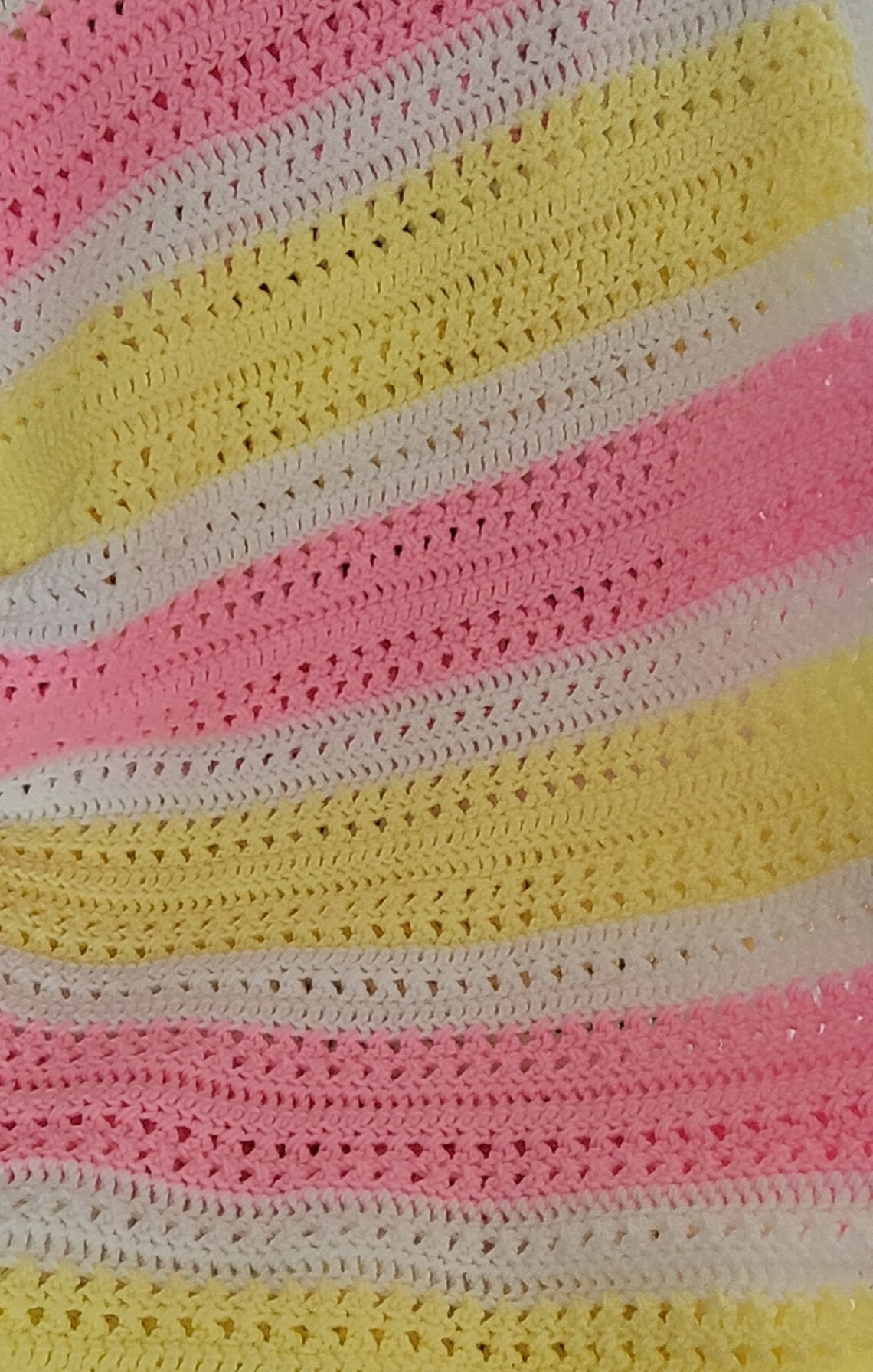 Pink & Yellow Crocheted Blanket - Etsy