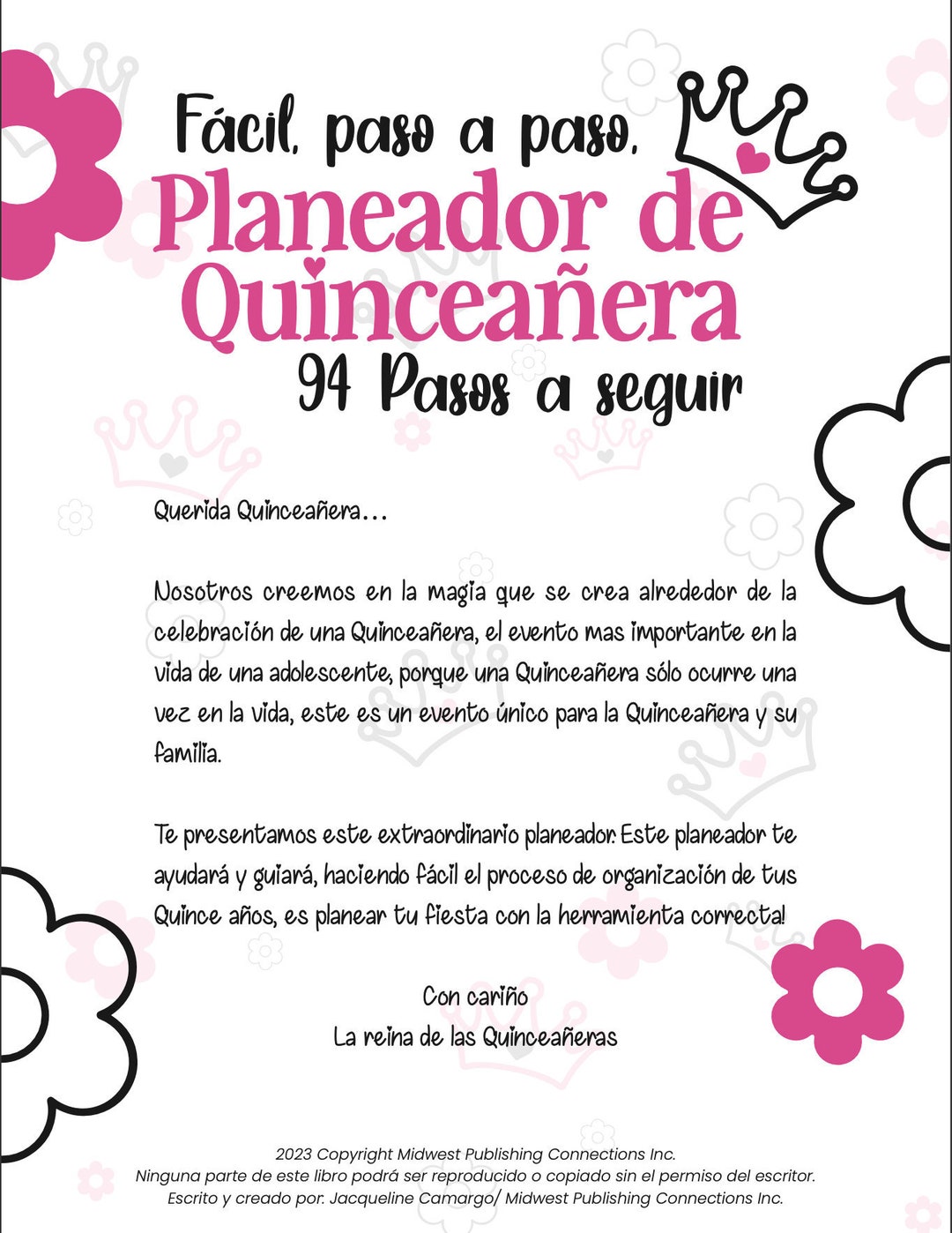 Planeador De Quinceanera En Español - Etsy