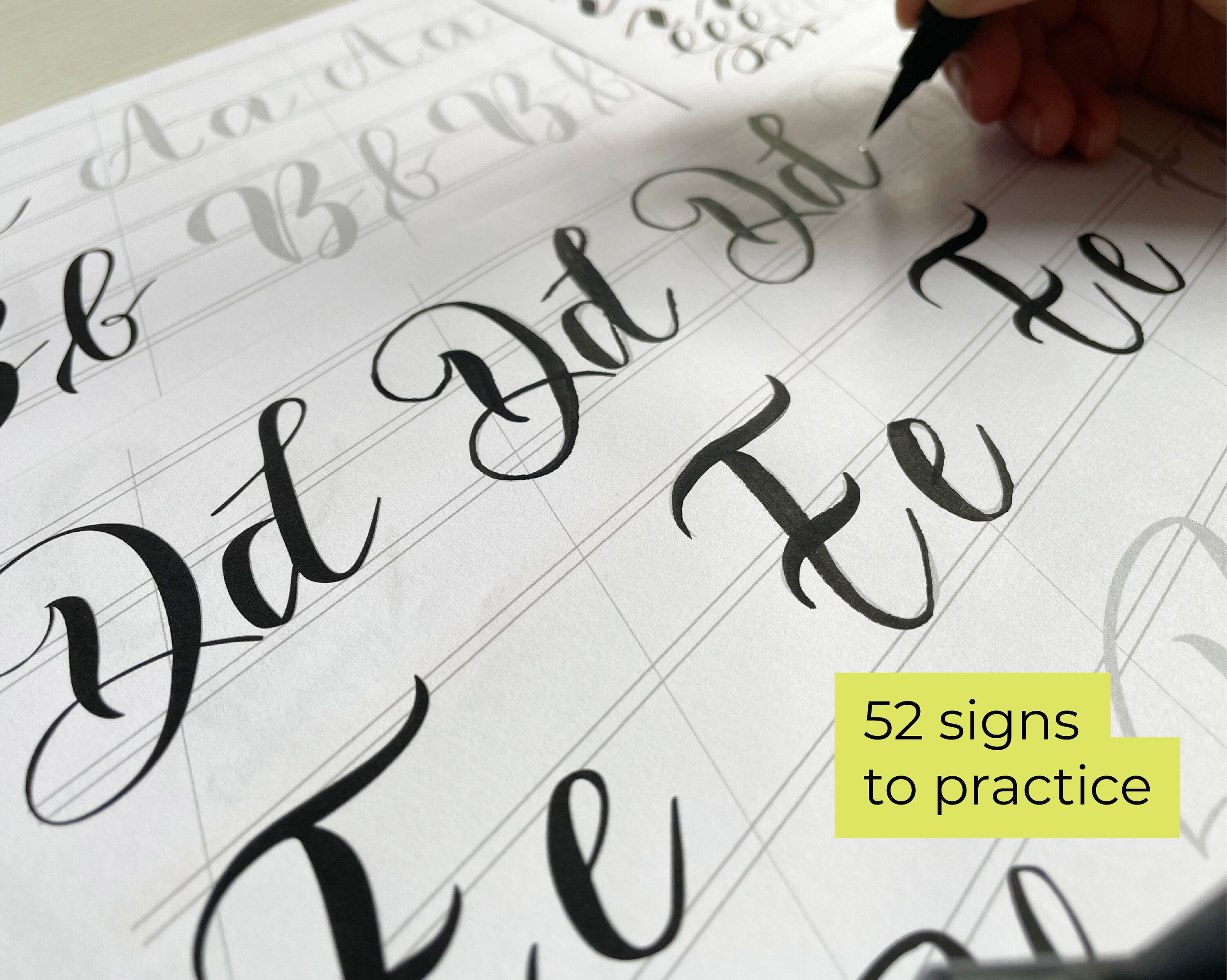 Calligraphy Worksheets. English Language (brush Pen Lettering Practice ...