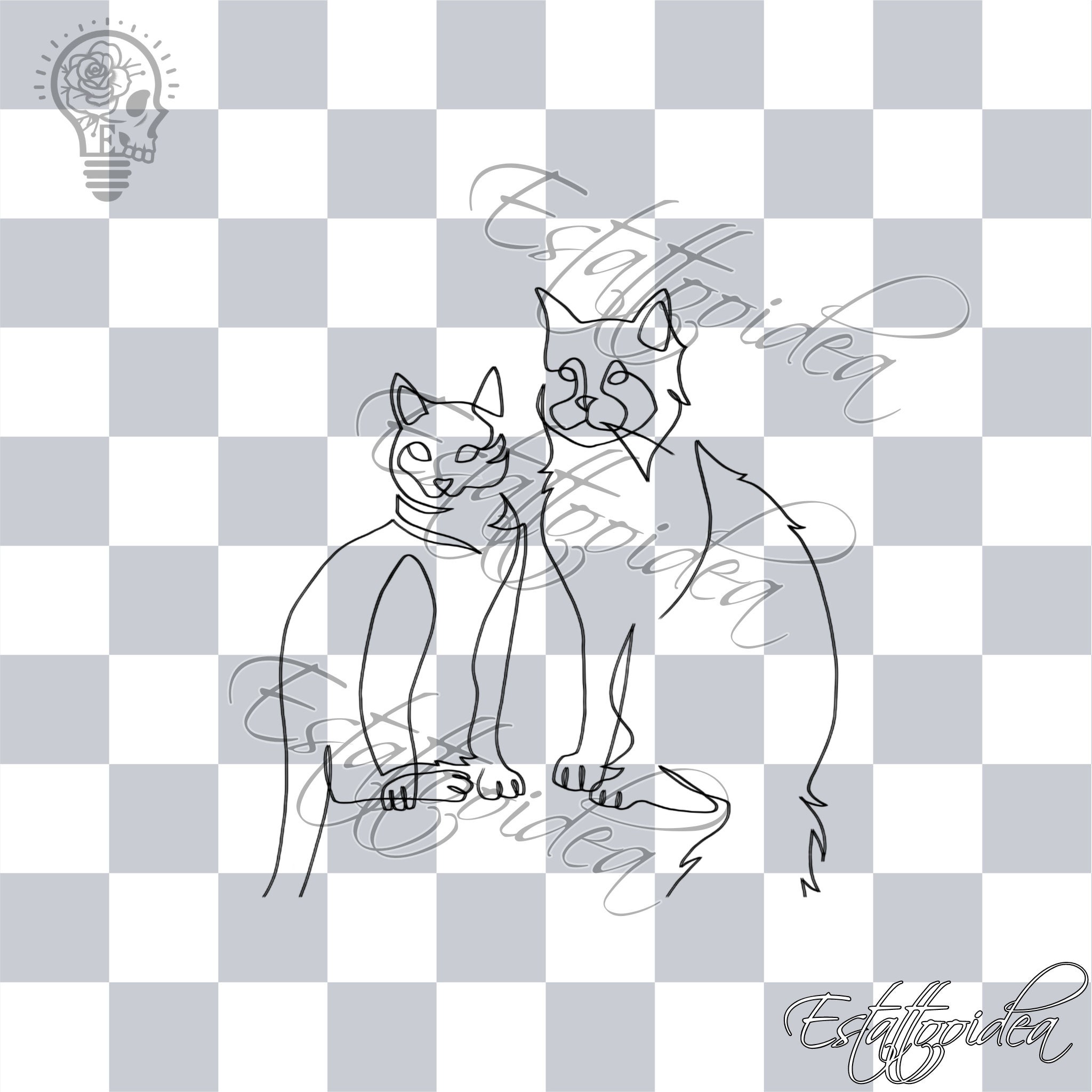 Custom Fine Line Cat Portrait - Linear Cat Tattoo Design - One Line Cat ...